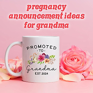 Dokazu Promoted to Grandma 2024 Mug First Time 2024 Grandma New Grandma Gifts Coffee Mug for Grandma Announcement Gift for New Grandma White 11oz
