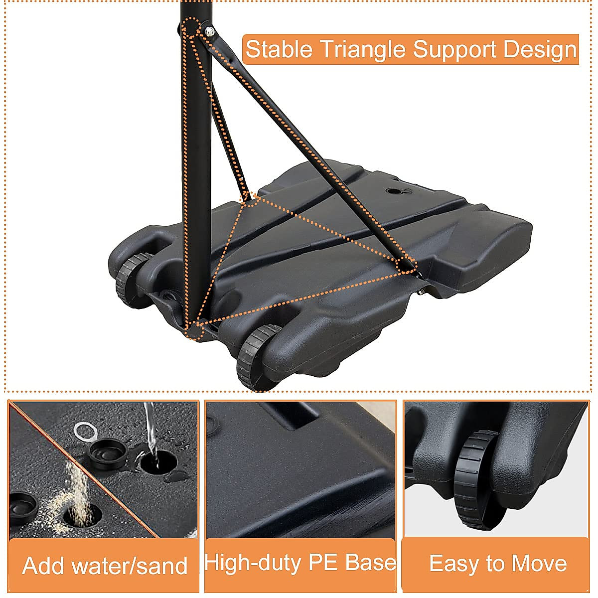 HaoKang Portable Basketball Hoop Height-Ajustable Stand 28 inch Background with Wheels System for Teenager Indoor Outdoor, Black