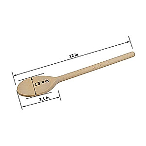 12 Inch Long Wooden Spoons for Cooking - Oval Wood Mixing Spoons for Baking, Cooking, Stirring - Sauce Spoons Made of Natural Beechwood - Set of 3