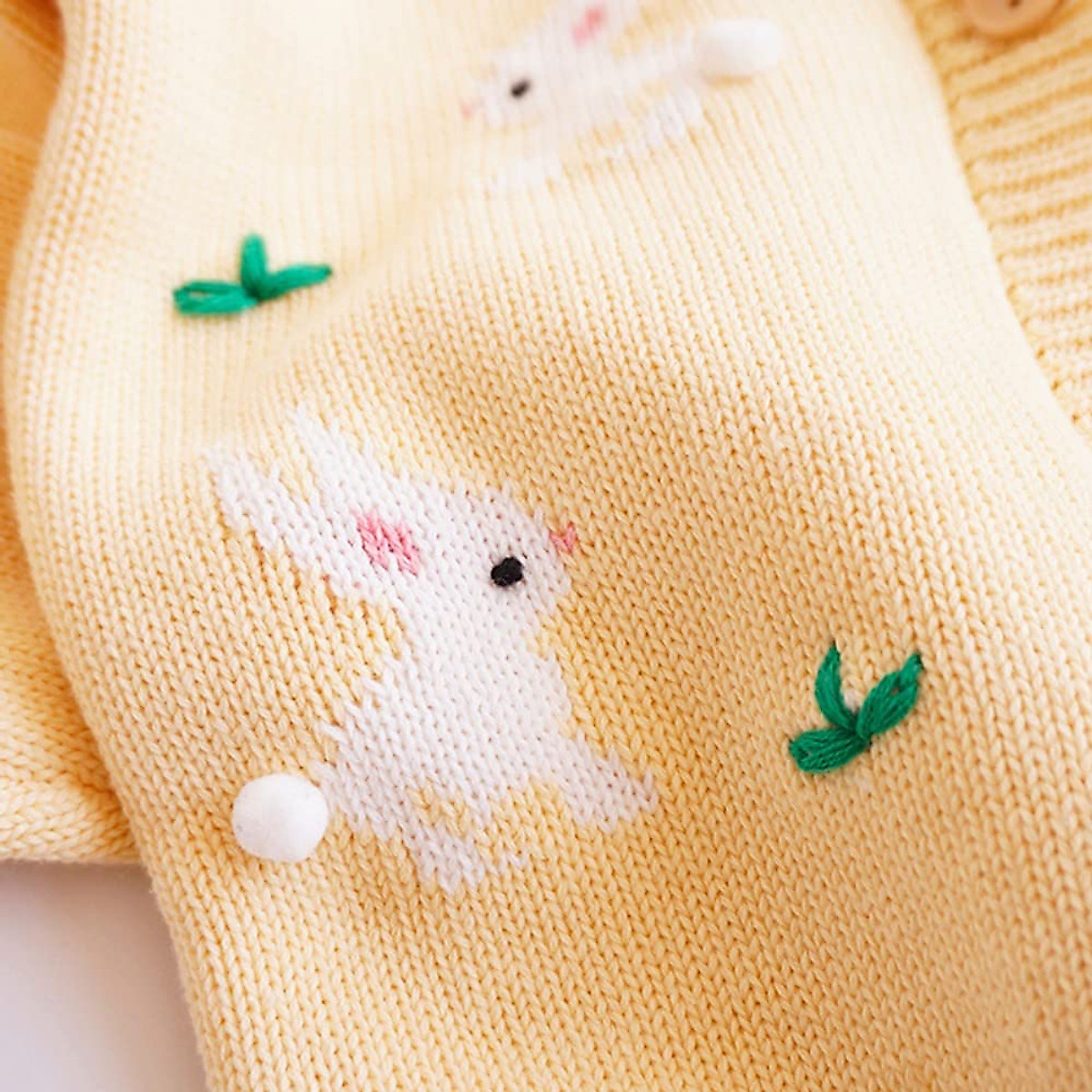 Rolanko Toddler Girls' Sweater Long Sleeve Open Front Button Down Knit Cardigan Kids Top Clothes 1-6 Years (Yellow, 3-4 Years)