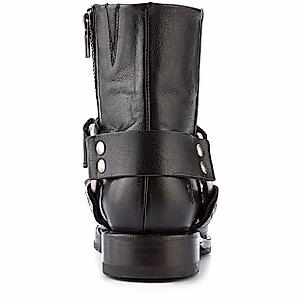 Frye Veronica Harness Short 6" Booties for Women - Leather Upper with Luxurious Leather Lining, Inside Zipper, Snap Harness, and Rubber Lug Outsole, Black - 8 M