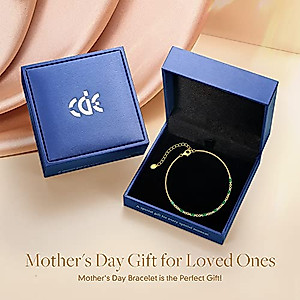 CDE 925 Sterling Silver Birthstone Tennis Bracelets for Women Dainty Simple Infinity Symbol Link Charm Bracelet Birthday Anniversary Valentine's Mother's Day Gifts for Mom Wife Mom Her Girl, Chain Length 6.7”+1.6” (Gold-05-May-Emerald Green)