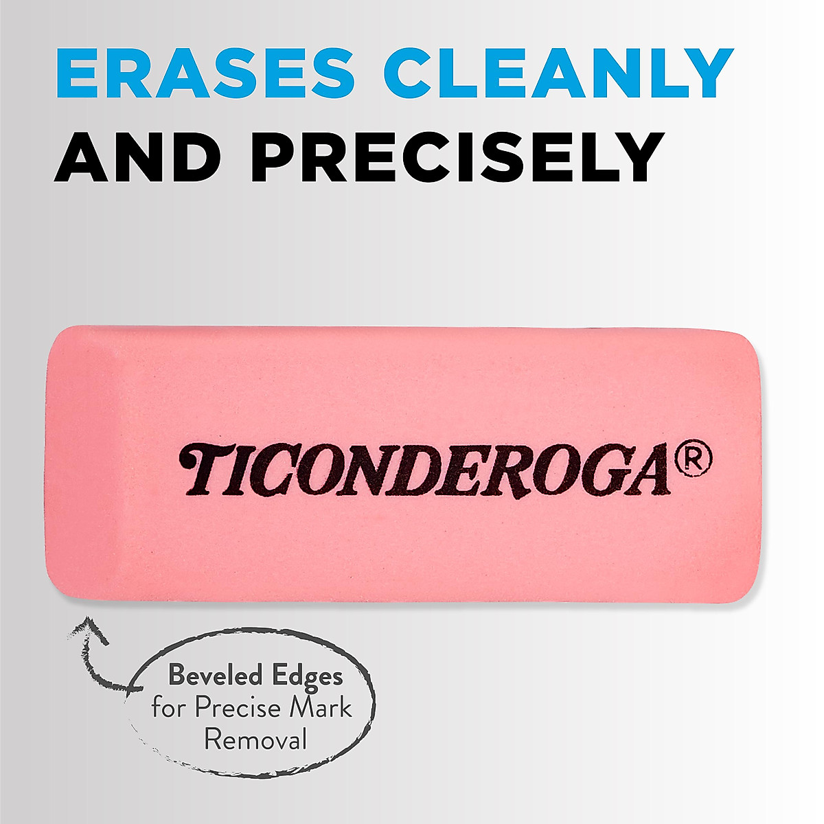 TICONDEROGA Pink Carnation Erasers, Wedge, Medium, Pink, 3 Count (Pack of 1) (X38943)