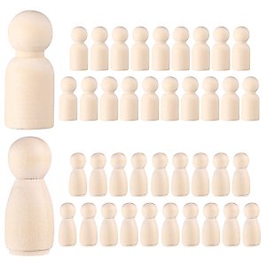 Christmas Doll 40Pcs Wooden Peg Dolls Unfinished Peg People Unpainted Wood Figures Decorative for DIY Graffiti Painting, Arts, Crafts Projects Wooden Toys Unfinished Wood