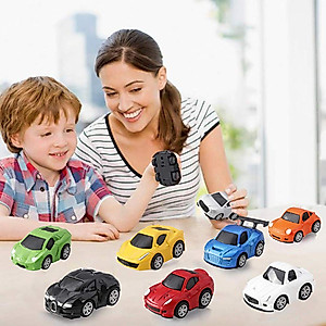 WISHTIME Pull Back Car Toy Set - 9 pcs Assorted Mini Die Cast Vehicle Friction Powered City Car Playset for Toddlers Kids Boys