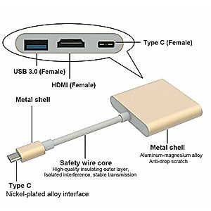 Type C USB 3.1 USB-C 4K HDMI USB 3.0 Adapter Cable 3 in 1 Hub