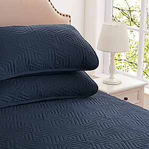 COZYART Navy Blue Quilt Set Queen Size