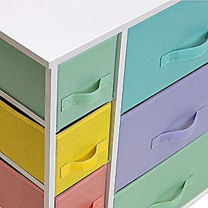 Sorbus Nightstand with 7 Drawers - Bedside Furniture & Night Stand End Table Dresser for Home, Bedroom Accessories, Office, College Dorm, Steel Frame, Wood Top (7-Drawer, Pastel/White)