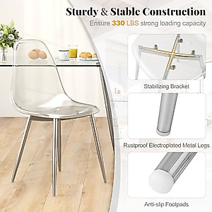 Tangkula Glass Dining Table Set for 4, Modern Tempered Glass Kitchen Table and Chairs, Glass Dining Room Table Set for Small Living Room, Kitchen