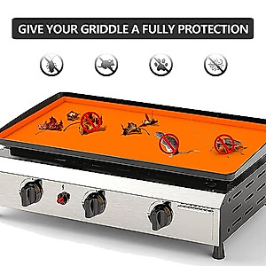 Silicone Griddle Mat 28" for Blackstone Grill, Food Grade Silicone Griddle Protective Mat Cover,Heavy Duty/Non Stick/Reusable Silicone Grill Cover, Protect Your Grill (orange-28inch)