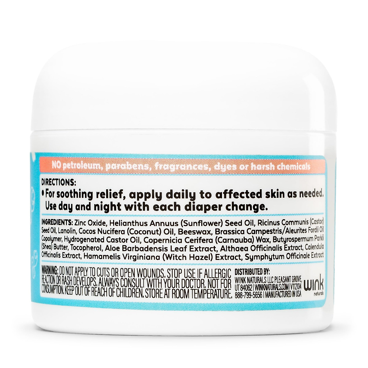 Wink Well Baby Diaper Rash Cream- Bum Balm Baby Diaper Cream for Irritated Skin and Insect Bites- Natural Moisturizing Baby Rash Ointment with No Toxins, Dyes, Fragrances, Parabens, Or BHA- 2 Oz