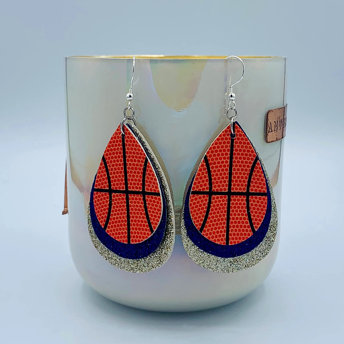 Basketball Earrings for Women - Basketball Mom Jewelry - Basketball Jewelry - Basketball Wives Earrings (Royal Blue & Silver)