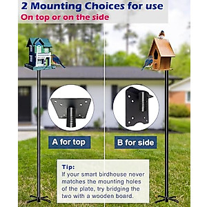 Garbuildman 105 Inch Bird Feeder Pole Kit, Heavy Duty Bird House Pole Set with 5-Forked Base, Adjustable Universal Mounting Post Kit for Outdoors, Matte Black, 1 Pack