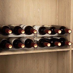 EZ COZY Wine Rack-4 Pack Stackable Wine Rack for 12 Bottles,Wine Rack for Inside Cabinet,for Pantry,Refrigerator,Countertop Organization (4 Tier)