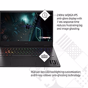 HP OMEN Transcend 16 inch Laptop, WQXGA 240Hz Display, 7ms Response Time, 13th Generation Intel i7-13700HX, 16 GB RAM, 512 GB SSD, NVIDIA GeForce RTX 4070 GPU (8 GB), 16-u0020nr (2023), Shadow Black