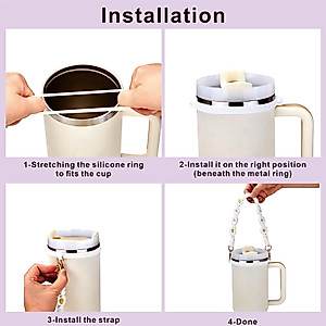 Compatible with Stanley Cup Accessories, 7pcs Tumbler Accessories for Stanley Cup 30/40 oz, Including Water Bottle Handle Strap, Cup Boot, Straw Cover, Plush Ball and Key Charm, Purple