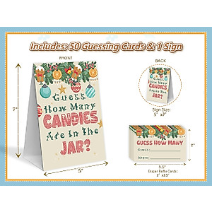 Christmas Gingerbread Baby Shower Decorations,Guess How Many,Baby Shower Game,Bridal Shower Candy,Christmas Baby Shower,Halloween Party Supplies,1 Sign & 50 Guess Cards-D9