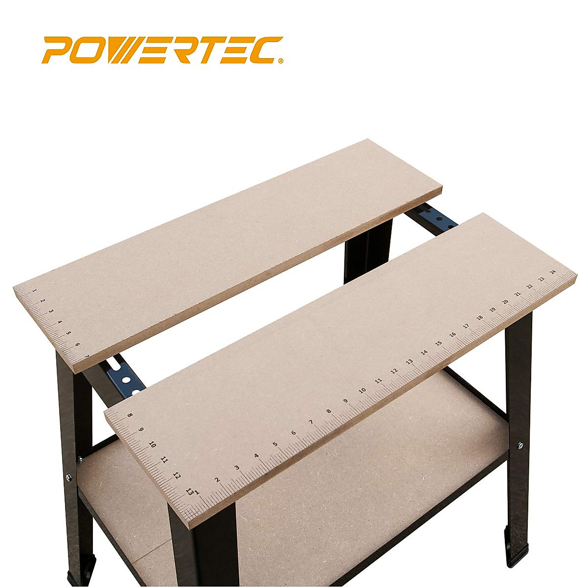 POWERTEC Universal Tool Stand with MDF Split Top and WEN Bench Grinder Stand with Water Pot