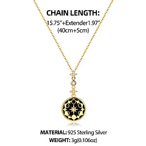 SLOONG 925 Sterling Silver Blue Sandstone Moon Phase Necklace 18K Gold Plated Necklace Birthday Gift for Women Girlfriend