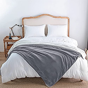 Belleville Sherpa Fleece Blanket Light Grey Throw Size 50 x 60 inches for Dorm Couch Bed Pet Soft Cozy Warm Thick Fuzzy Blankets for Fall Winter All Season
