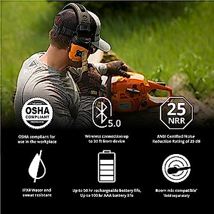ISOtunes LINK 2.0 Bluetooth Earmuffs: Upgraded Wireless Hearing Protection with 50 Hour Battery Life and 25 dB Noise Reduction Rating