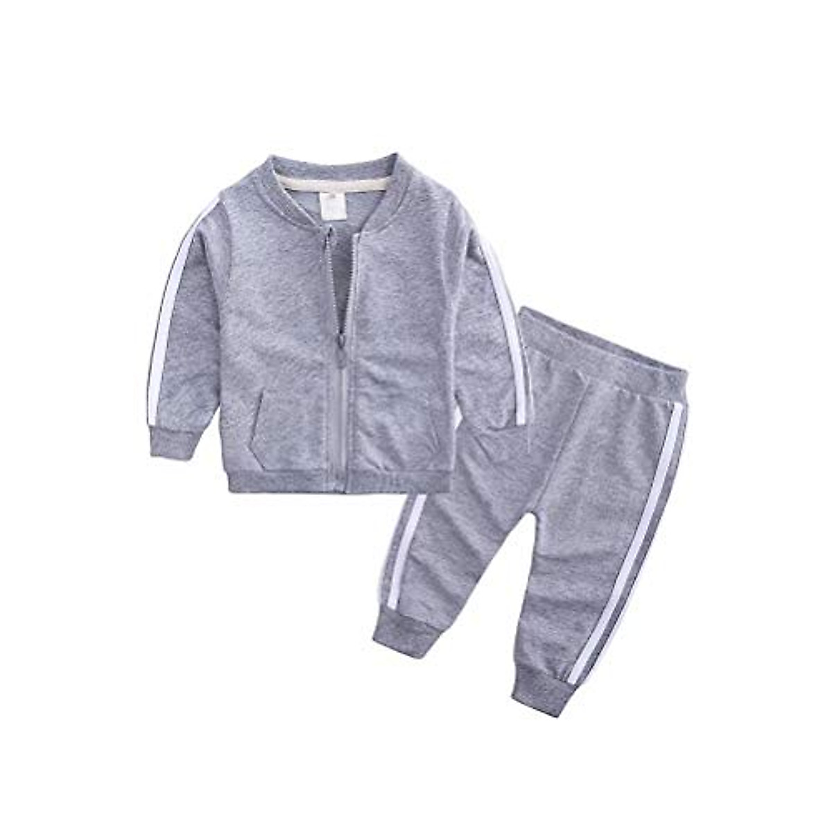 Baby Boy Girl Hoodie Tracksuit Zipper Jacket Outfits Set Gray