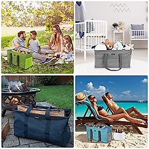 BALEINE Extra Large Utility Tote Bag with Wire Frame for Storage (Light Grey, 1-Pack)