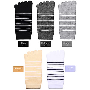 5 Pairs Stripe Toe Socks Finger Socks Low Cut Colorful Socks for Women Girl Supplies (Stylish Style, Classic Colors)