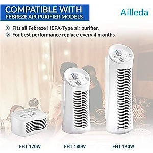4 Pack Filter Replacement Compatible with Febreze FRF102B and Honeywell Air Purifier Filters U HRF201B, Fits Honeywell Tabletop & Tower Air Purifier HHT270W & HHT290 Series