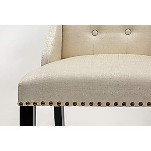 East West Furniture SHFO5-BLK-01 5 Piece Kitchen Table Set for 4 Includes a Round Dining Room Table with Pedestal and 4 Cream Linen Fabric Upholstered Chairs, 42x42 Inch, Black