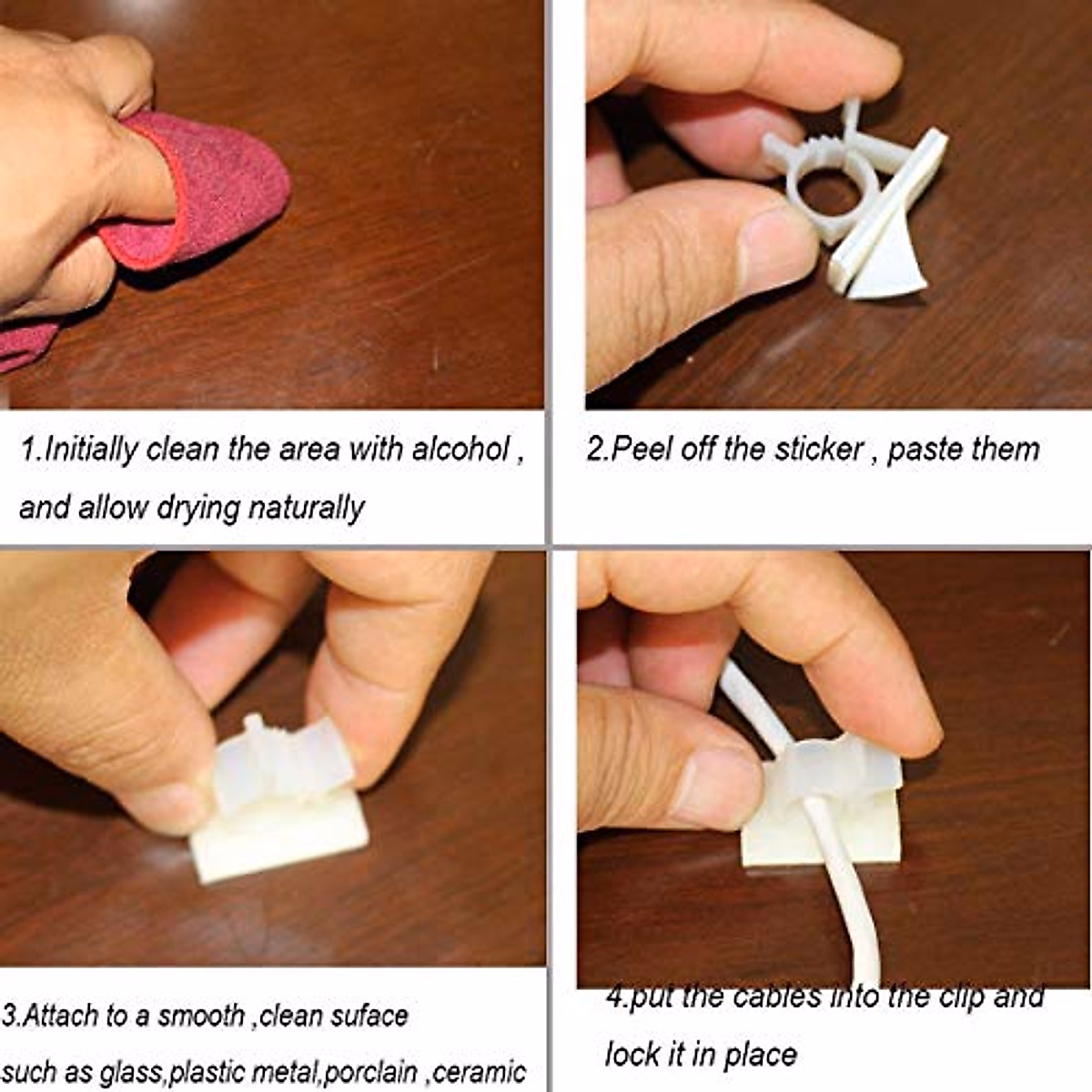 30 Pieces White Cable Clips Viaky Adjustable Self-Adhesive Nylon Wire Clips Cable Management Drop Wire Holder