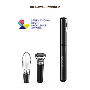 CIRCLE JOY Air Pump Wine Bottle Opener Set, Efficient Cork Remover With Foil Knife, Wine Pourer, Vacuum Stopper, Portable Mini Corkscrew Wine Opener for Home Travel Outdoor, Present for Wine Lovers