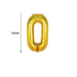 32 Inch Gold 30 Number Balloons for 30th Birthday Party Decorations,Jumbo Foil Helium Balloons for 30 Party Decoration