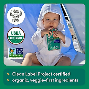 Cerebelly Organic Baby Food Pouches – 6+ Months Organic Veggie Pouches | 16 Nutrients, No Added Sugar, Non-GMO | Toddler Pouches | 4 Ounce BPA-Free Baby Pouches | White Bean Pumpkin Apple | 6 Count