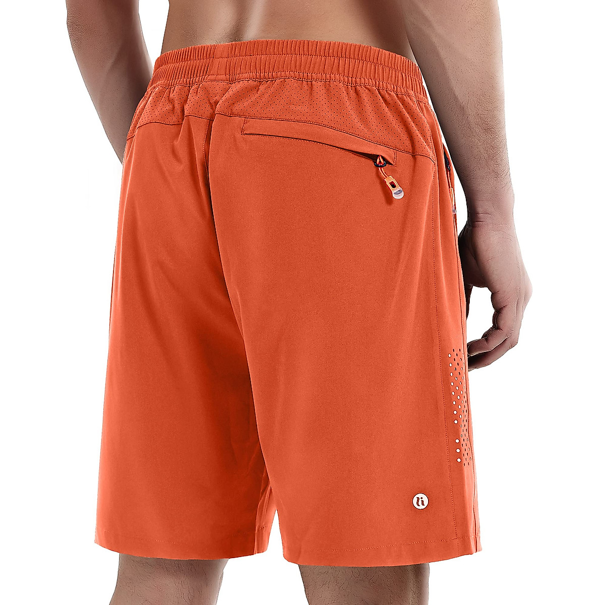 HIFEOS Mens Athletic Shorts -Running, Tennis Gym Workout Shorts for Men 5"/7"/9"- Comfort, Lightweight, 3 Zippered Pockets Orange