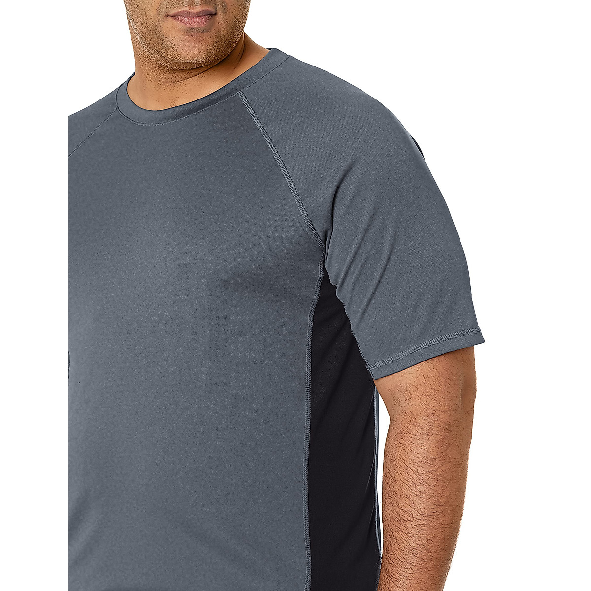 Kanu Surf Men's Standard Short Sleeve UPF 50 Swim Rash Guard Sun Shirt (Regular & Extended Sizes), Charcoal/Black, X-Large