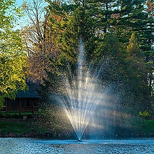 Scott Aerator Amherst 1 Horse Power 115V Large Pond Fountain | Maintenance Free Stainless Steel Fountain Pump | Aerating Fountain for Ponds & Lakes with 100 ft. 10 Gauge Submersible Power Cord