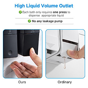 GlintGath Shower Dispenser 3 Chamber No Drill Wall Mounted Shampoo Conditioner Body Wash Dispenser, Large Capacity 1500ML, Black