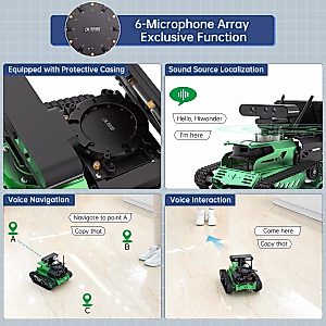 Hiwonder ROS JetTank Robot for Jetson Nano 3D and Lidar Mapping Navigation Touch Screen Python Programming AI Tank Kit (Standard kit with SLAMTEC A1 Lidar)