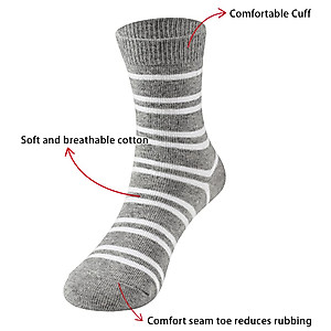 COTTON DAY Kids Boys Crew Dress Socks Bright Colorful Stripes Design 6-8 Years Blue Gray Size M (8)