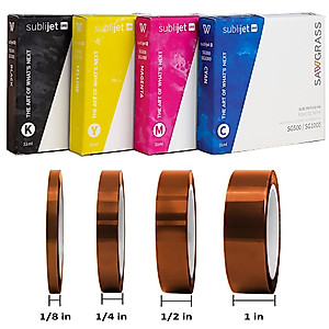 Sawgrass SubliJet UHD CMYK Inks SG500 & SG1000 4 Pack with Bonus 4 Rolls of ProSub Tape
