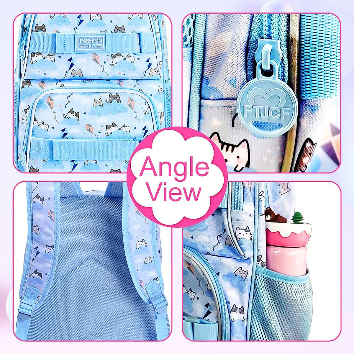 KLFVB Laptop Backpack for Women, Travel College School Bookbag, 17 Inch Cute Business Computer Waterproof Anti Theft Backpacks for Teenagers Girls - Purple