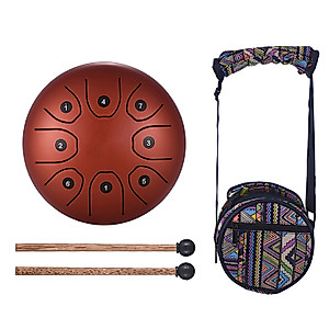 Btuty 5.5 Inch Mini 8-Tone Steel Tongue Drum C Key Percussion Instrument Hand Pan Drum with Drum Mallets Carry Bag
