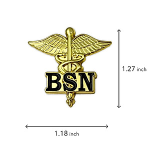 Bachelor of Science in Nursing Emblem Lapel Pin - Letters on Caduceus Brooch - BSN Medical Ceremonie Clip (BSN)