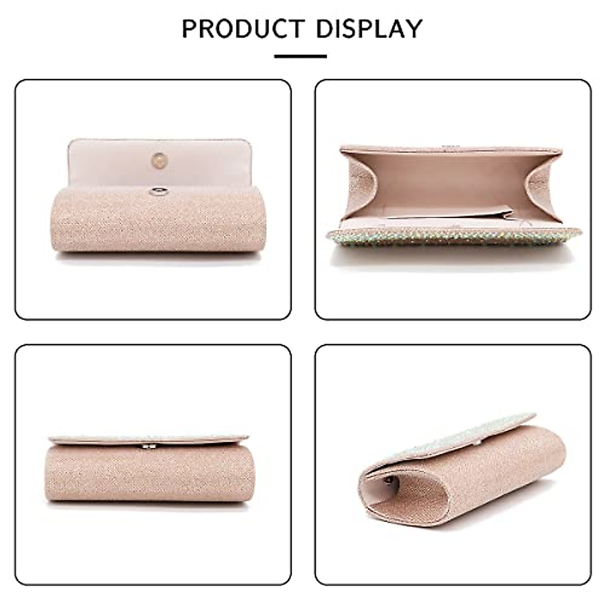 Vnewoka Women'S Hot Diamond Dinner Bag Clutch Bag With Diamond Small Bag With Dress Elegant (Champagne)