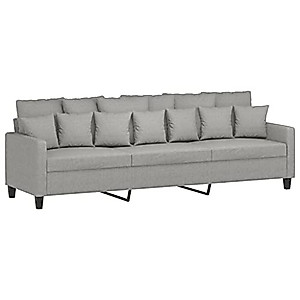 vidaXL 3-Seater Sofa: Modern Design, Durable Fabric, Breathable and Comfortable with Plywood and Metal Frame in Light Gray