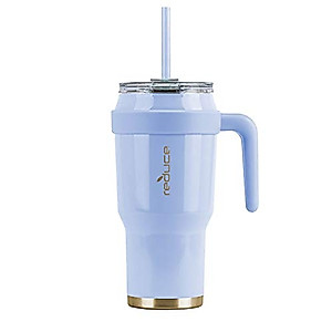 REDUCE 40 oz Tumbler with Handle and Straw, Stainless Steel with Sip-It-Your-Way Lid - Keeps Drinks Cold up to 34 Hours - Sweat Proof, Dishwasher Safe, BPA Free - Glacier, Opaque Gloss Mug