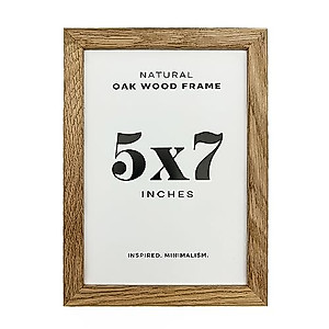 YUMKNOW 5x7 Picture Frame - Modern Boho Frame Opening 5 x 7 Pictures - Solid Wooden Photo Frame for Walls - Natural Oak Wood Poster Print Art Painting - Hanging or Stand at Desk Picture Frame Gallery