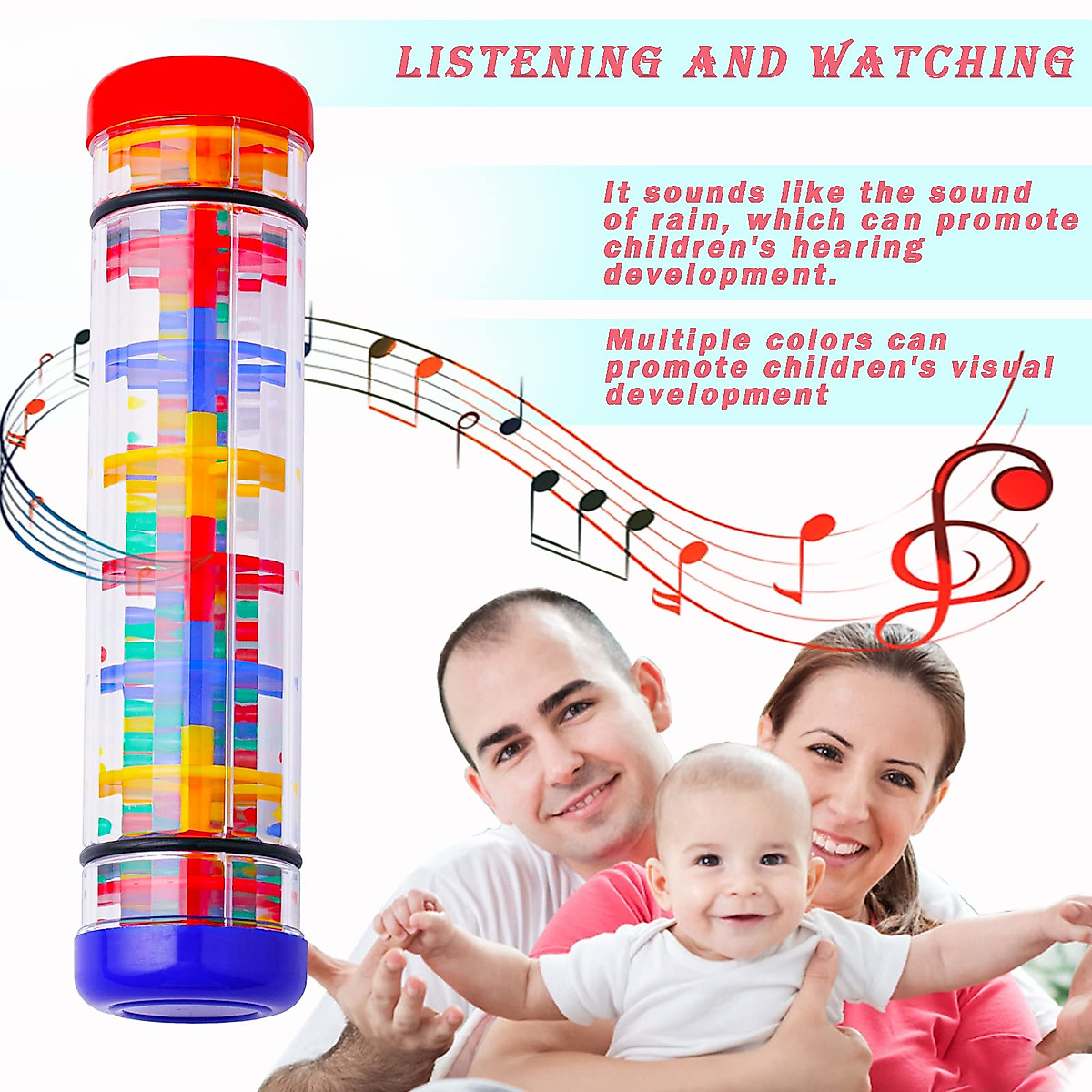 2 Pack Rainmaker Toy, Beaded Raindrops Rainmaker, Rainmaker Stick, Developmental Sensory Shaker, Musical Instrument for Babies,Toddlers and Kids