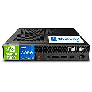 Lenovo ThinkStation P3 Tiny Intel i7-14700T, 16GB DDR5, 512GB NVMe, T400 4GB Graphics, WiFi 6 + BT, RJ-45, 3X miniDP, DP Port, HDMI (5 Monitor Max), Win 11 Pro, 3YR, Business Desktop